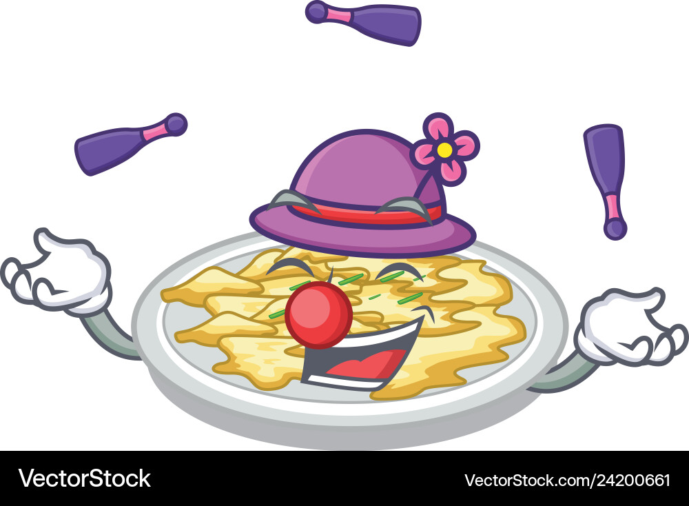 Juggling scrambled egg isolated with in cartoon Vector Image