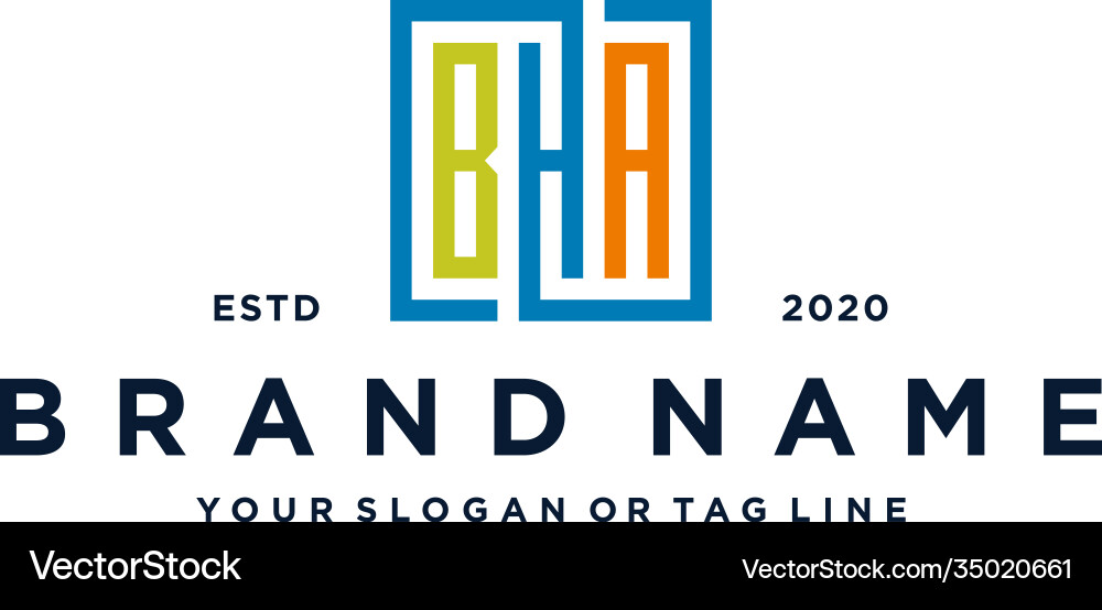 Letter bha square colorful logo design Royalty Free Vector