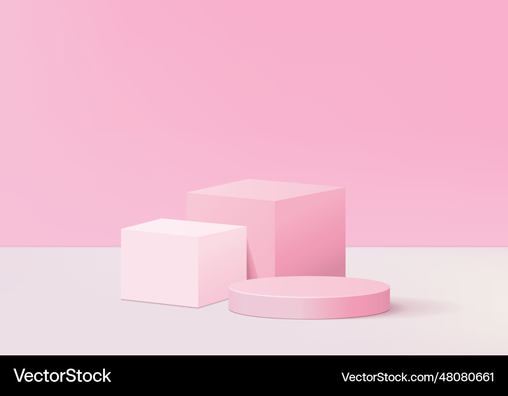 Minimal pink podium and scene with 3d render in Vector Image