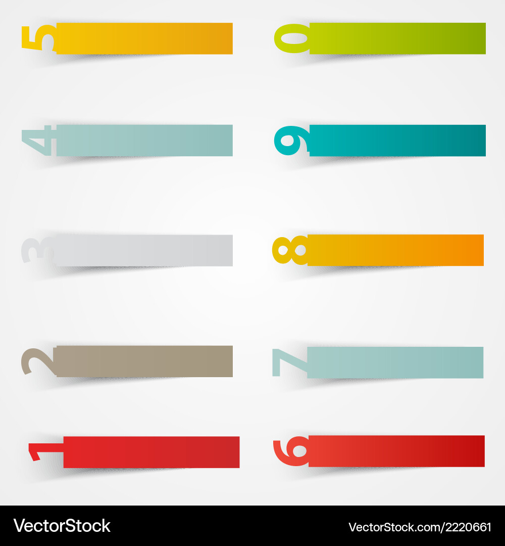 Number stickers template color paper Royalty Free Vector
