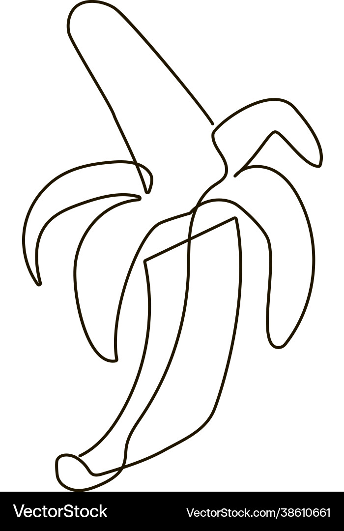 Open banana one line art continuous line drawing Vector Image