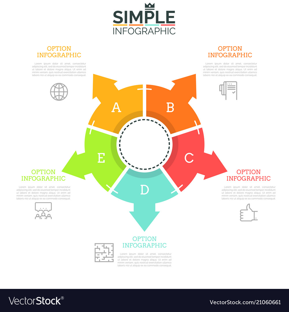 Ring-like diagram divided into 5 equal sectors Vector Image Ring-like diagram divided into 5 equal sectors Vector Image