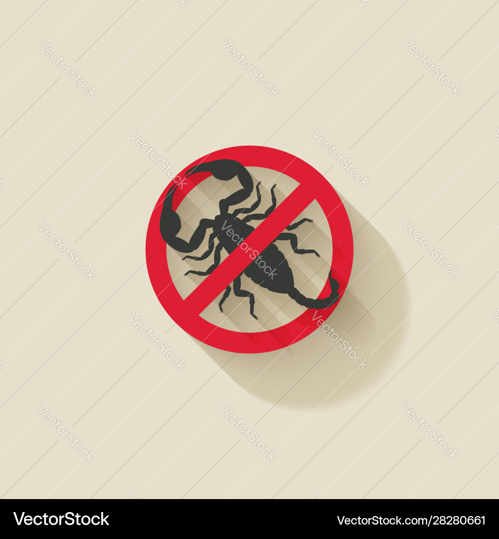 Scorpion silhouette pest icon stop sign Royalty Free Vector