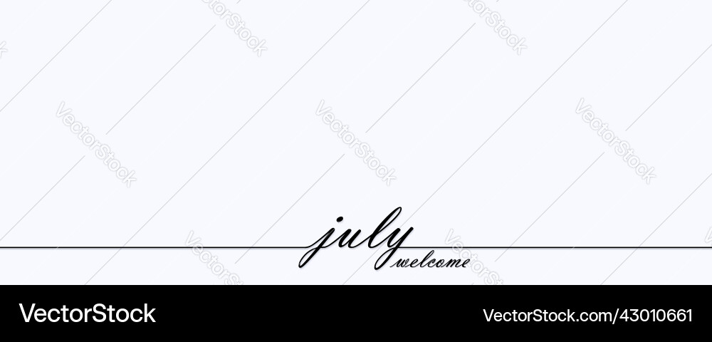 Simple banner with hand drawn july lettering Vector Image