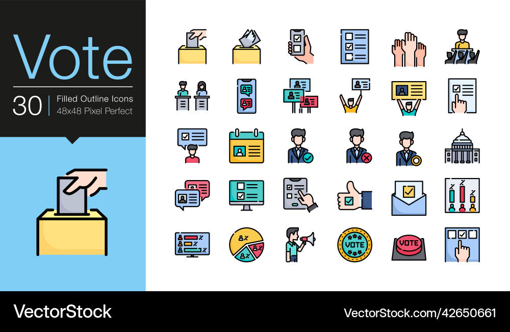 Vote icons filled outline design for presentation Vector Image