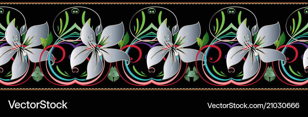 3d flowers seamless border floral vintage pattern Vector Image