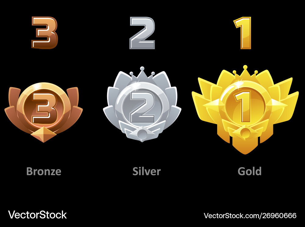 Awards medals gold silver and bronze for gui game Vector Image