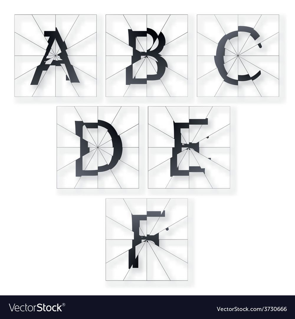 Broken Letters Alphabet Royalty Free Vector Image