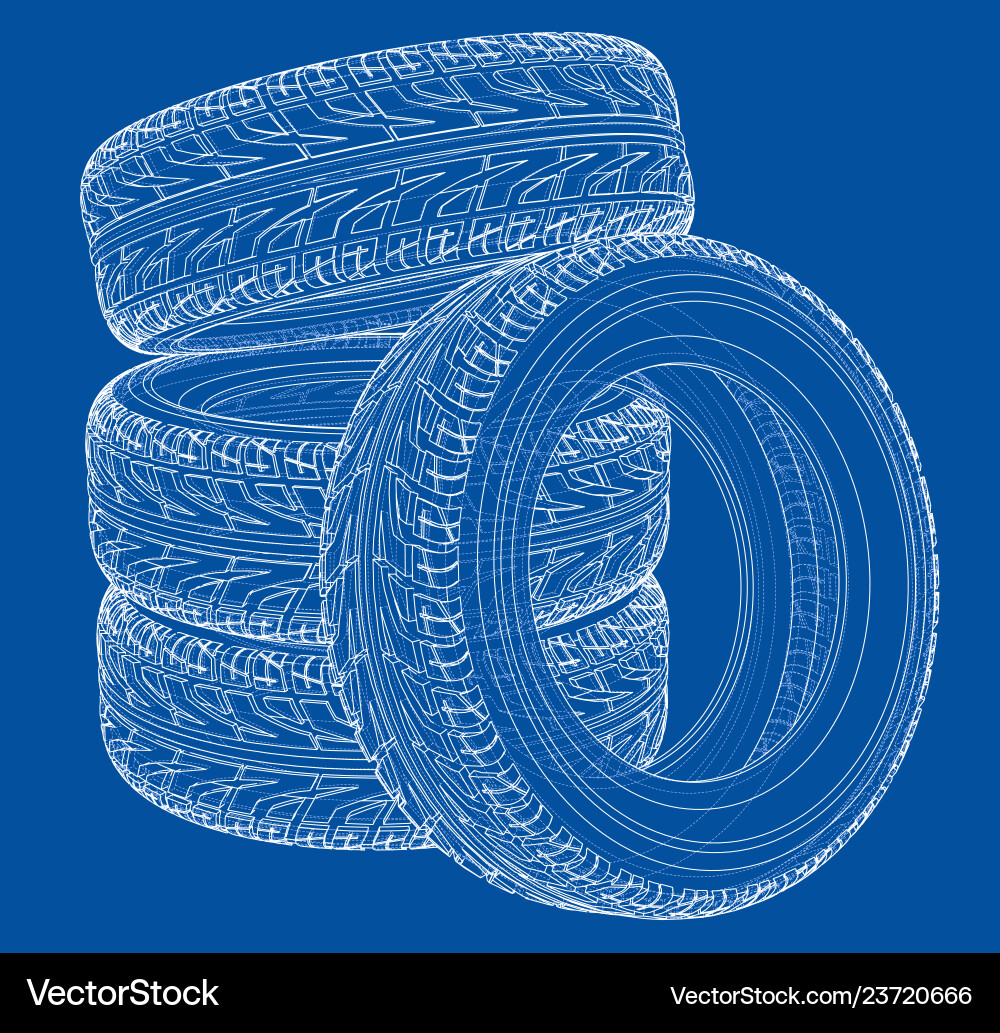 Car tires concept rendering of 3d Royalty Free Vector Image