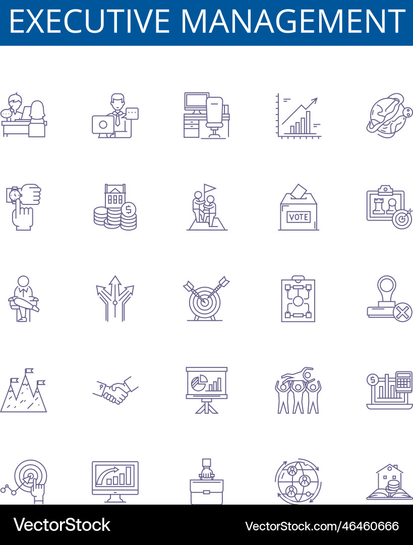 Executive management line icons signs set design Vector Image
