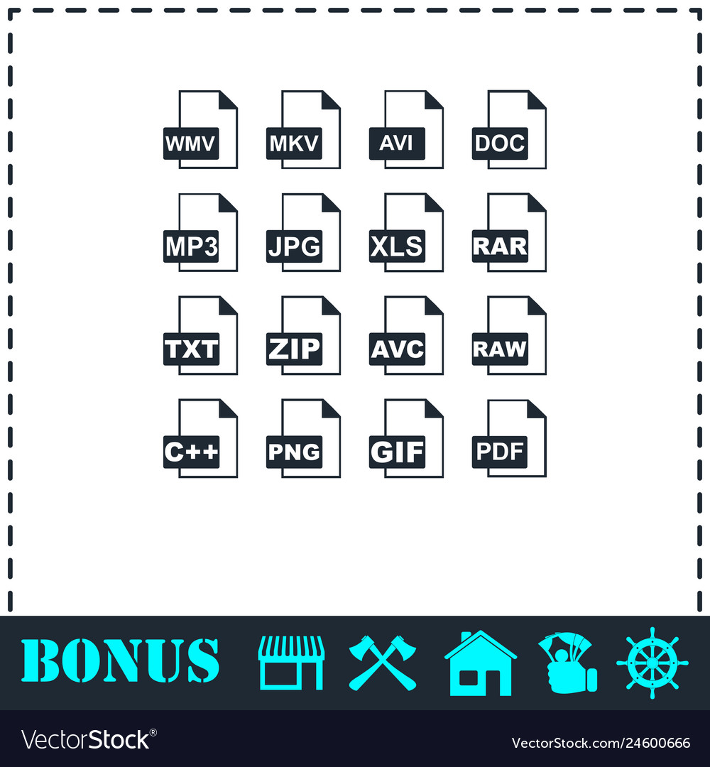 File extensions icon flat Royalty Free Vector Image