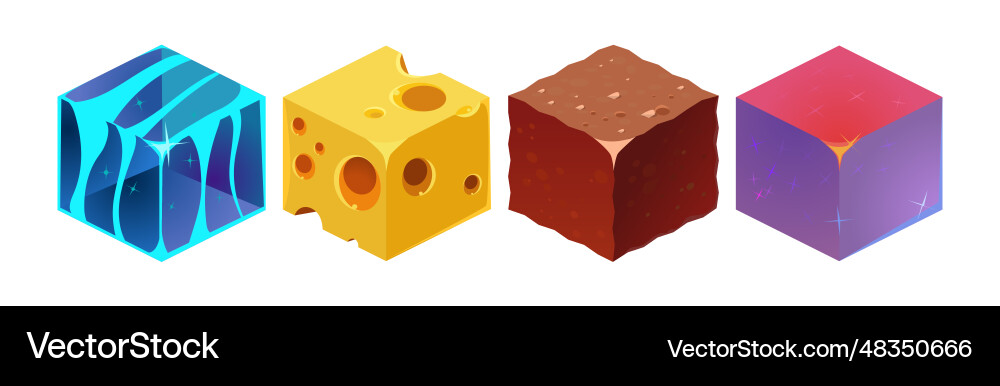 Game blocks and cubes of different material Vector Image