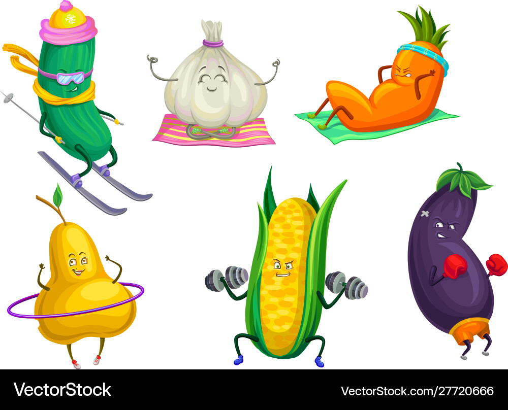 Humanized vegetables and fruits athletes Vector Image