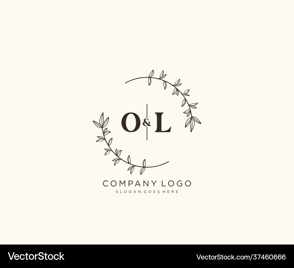 Initial ol letters beautiful floral feminine Vector Image