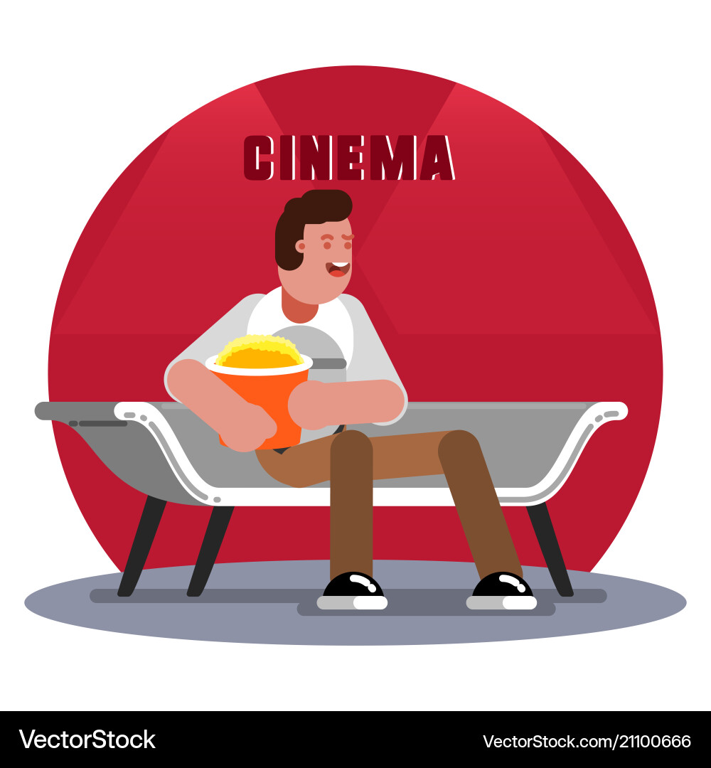 Man waiting for the cinema session Royalty Free Vector Image