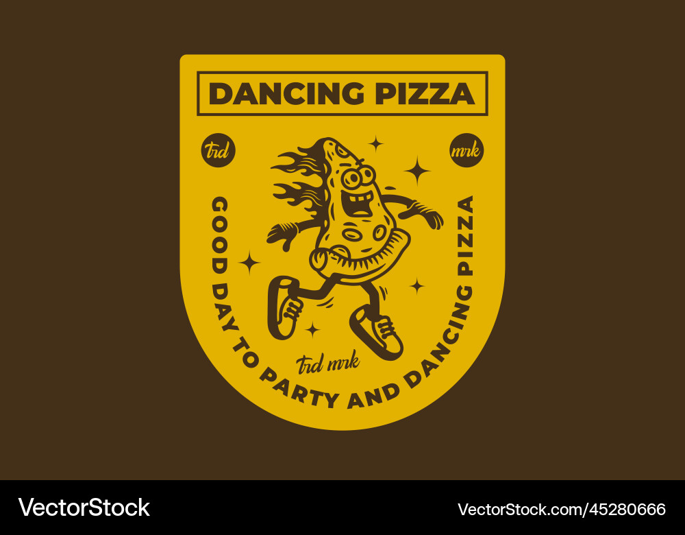 Mascot design of dancing pizza Royalty Free Vector Image