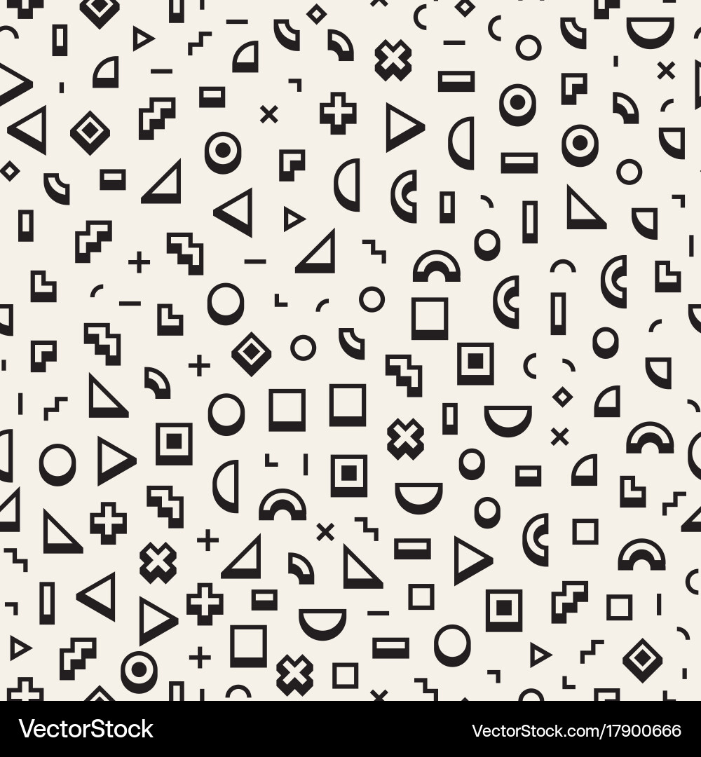 Scattered geometric shapes inspired by memphis Vector Image