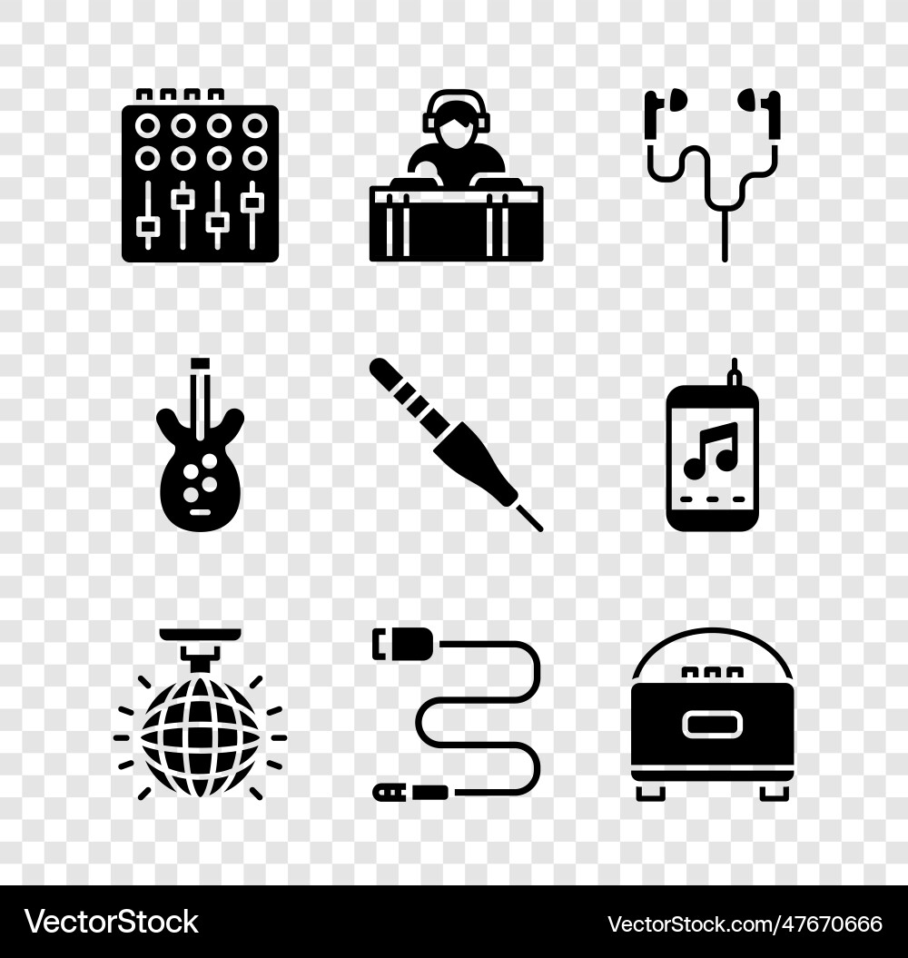 Set sound mixer controller dj playing music air Vector Image