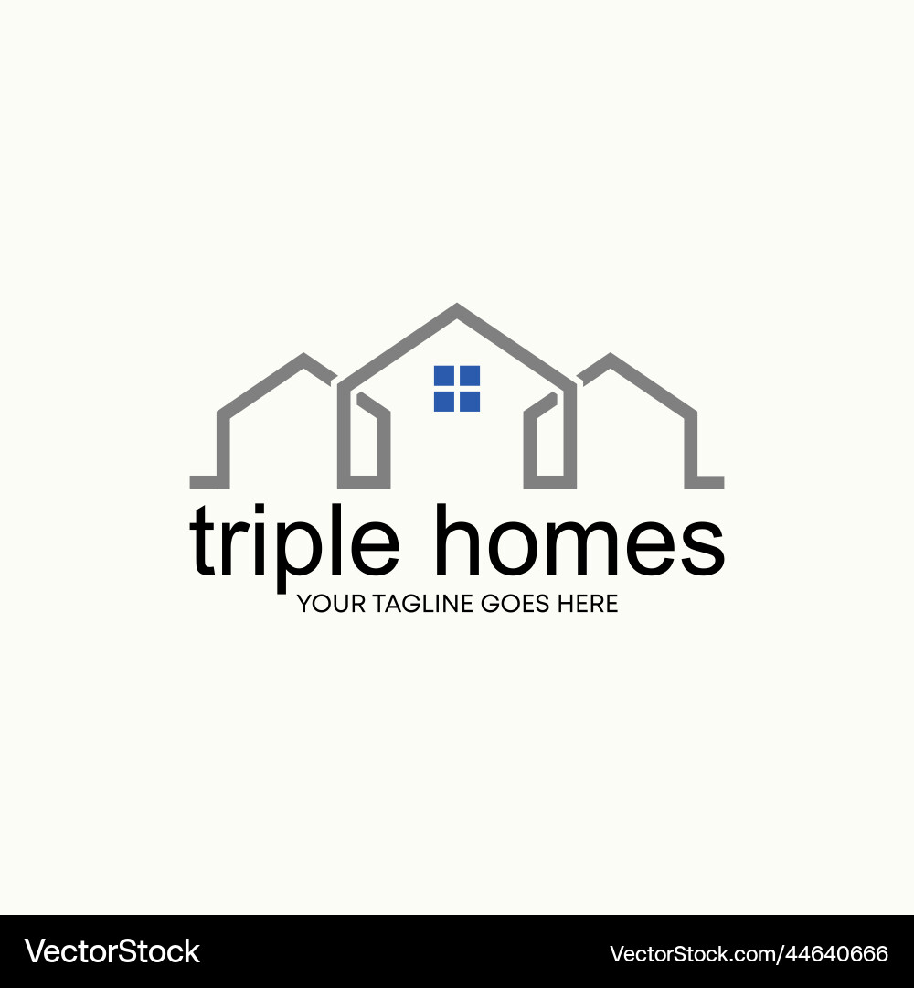 Simple and unique shape line triple house homes Vector Image