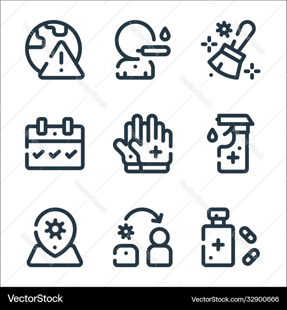 Virus infection line icons linear set quality Vector Image