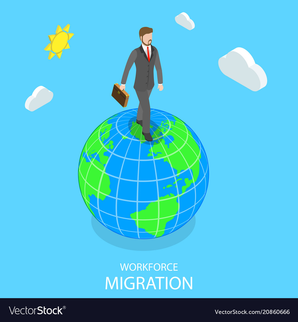 Workforce migration flat isometric concept Vector Image