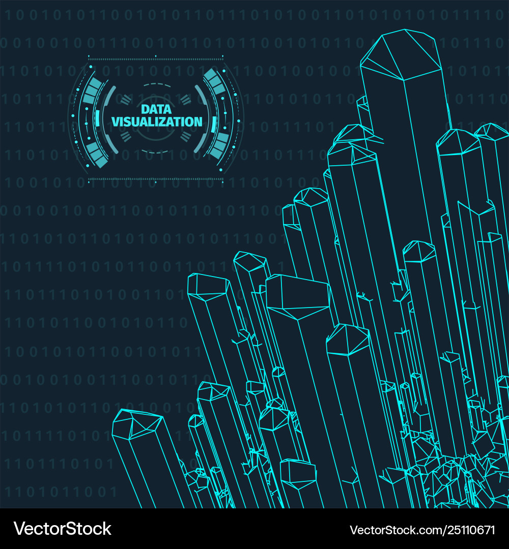 Big data visualization background 3d data Vector Image