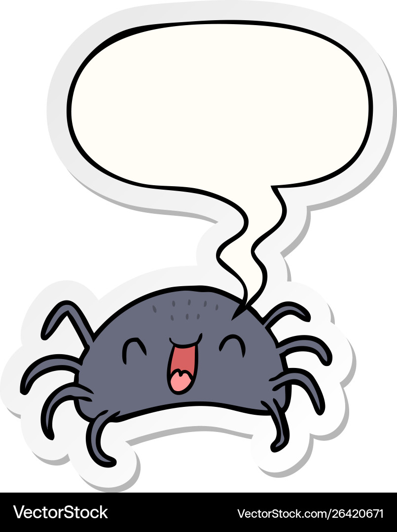 Cartoon halloween spider and speech bubble sticker