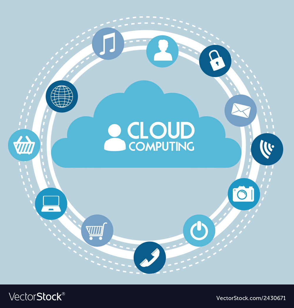 Cloud computing over blue background Royalty Free Vector