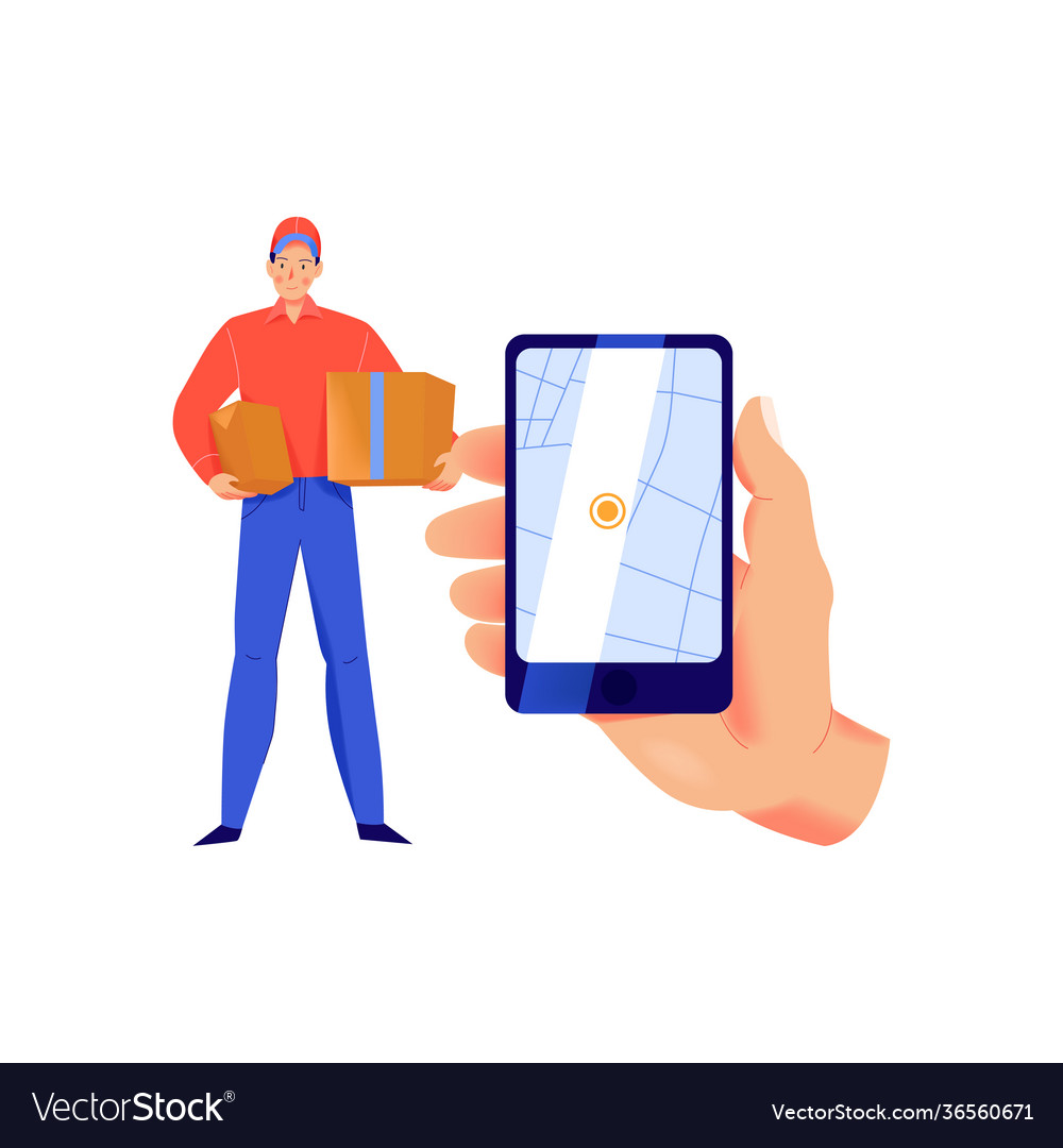 Courier tracking app composition Royalty Free Vector Image