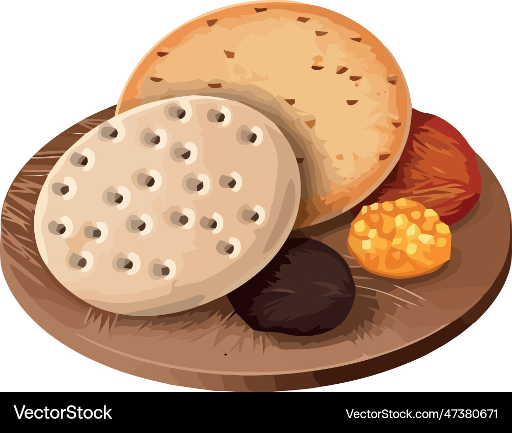 Fresh baked cookies on plate Royalty Free Vector Image