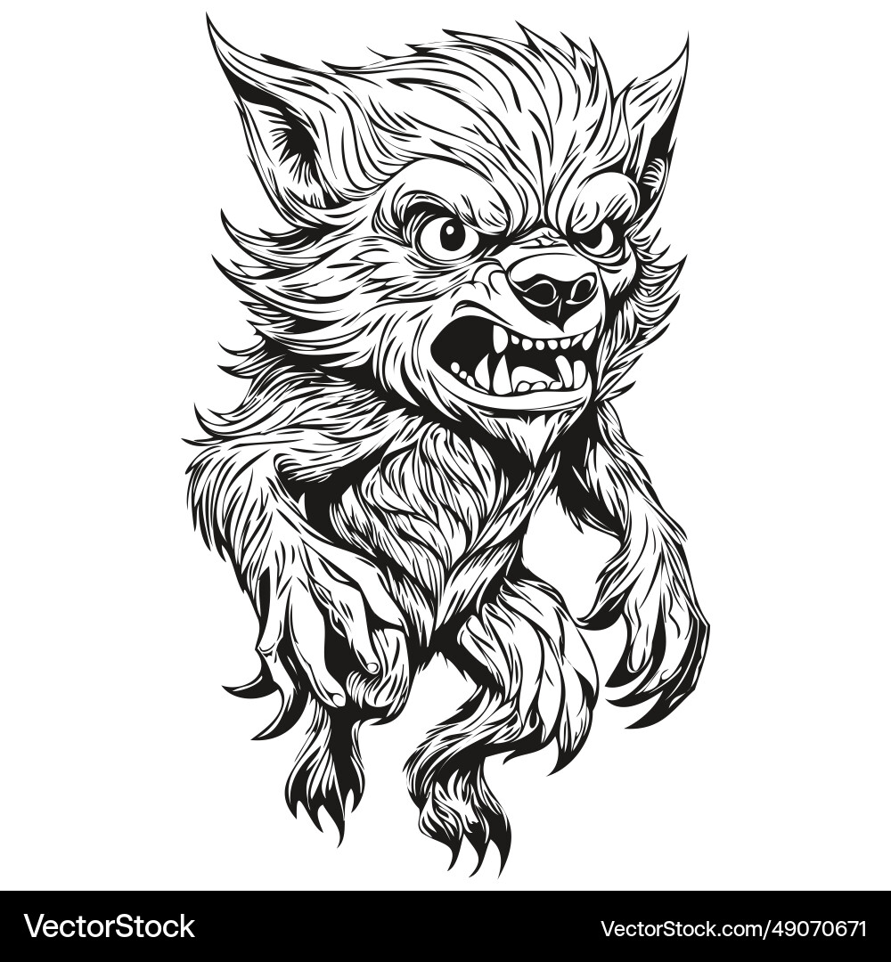 Halloween werewolf in hand-drawn style Royalty Free Vector