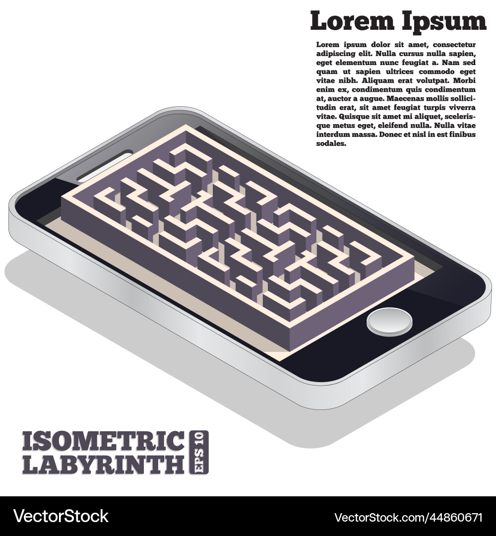 Labyrinth in a mobile phone Royalty Free Vector Image