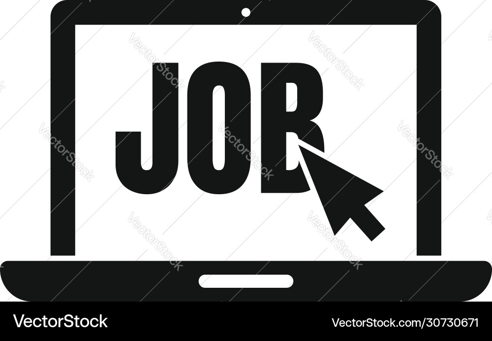 Laptop job search icon simple style Royalty Free Vector