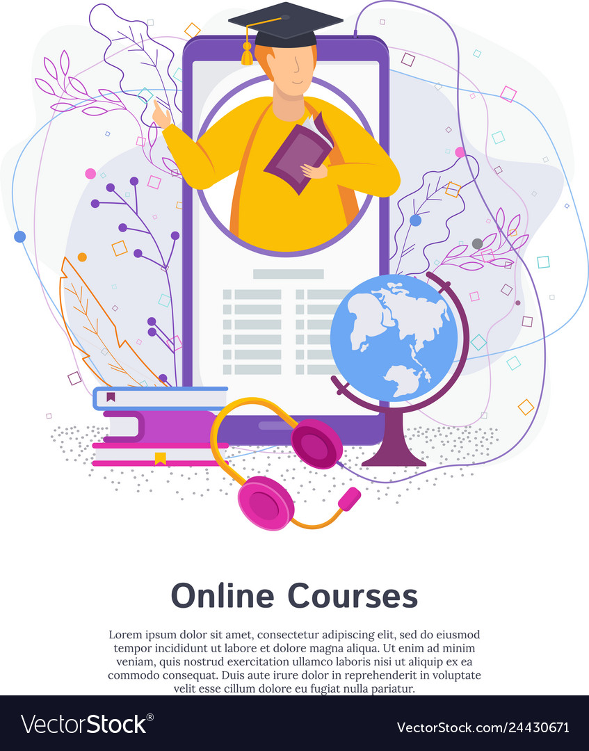 Mobile educational app flat concept Royalty Free Vector