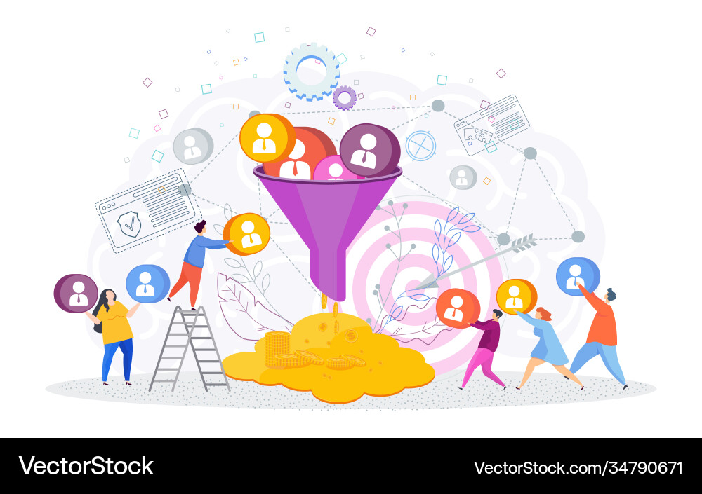 Sales funnel concept trendy flat style Royalty Free Vector