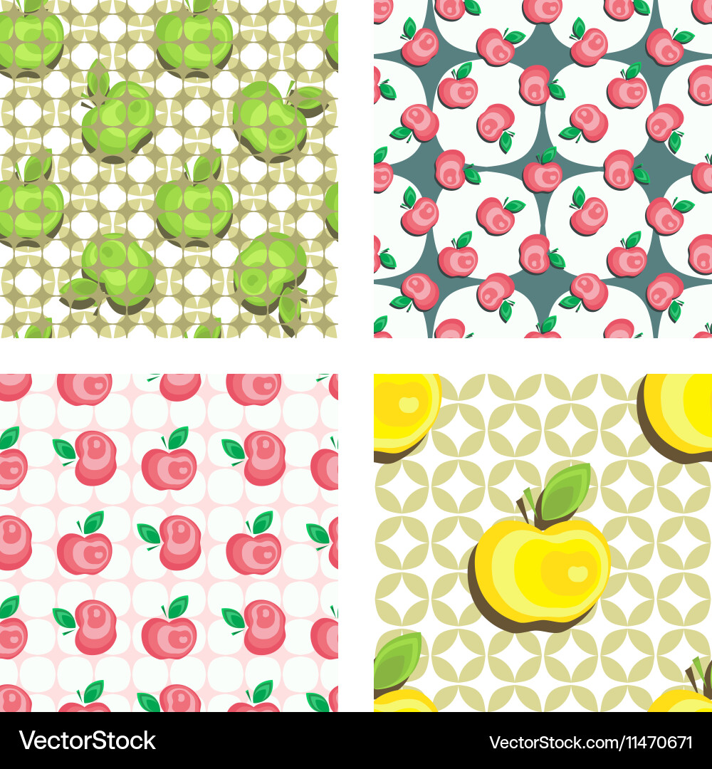 Seamless apple background pattern collection Vector Image