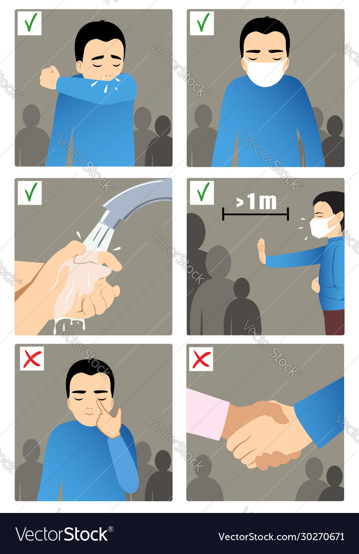 Set images showing rules to prevent covid-19 Vector Image