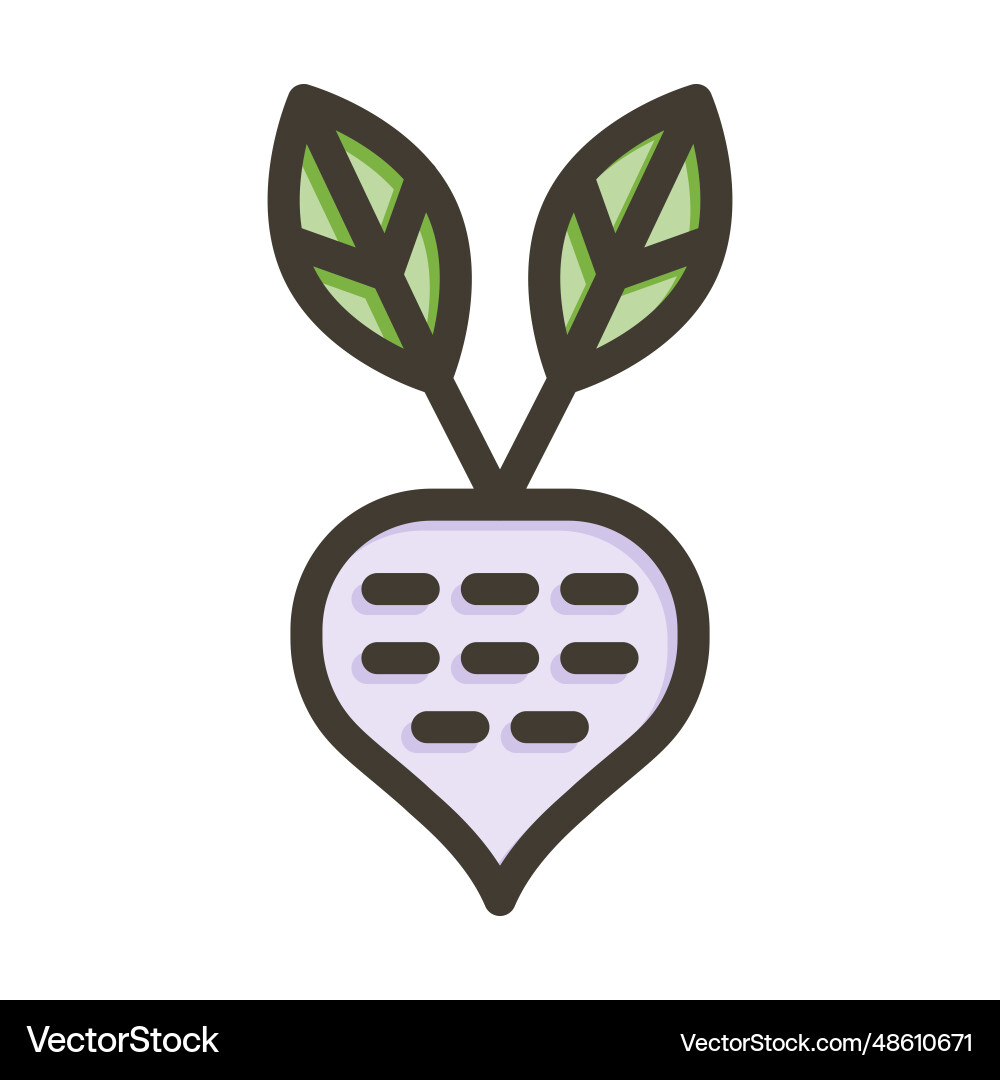 Turnip thick line filled colors for personal Vector Image