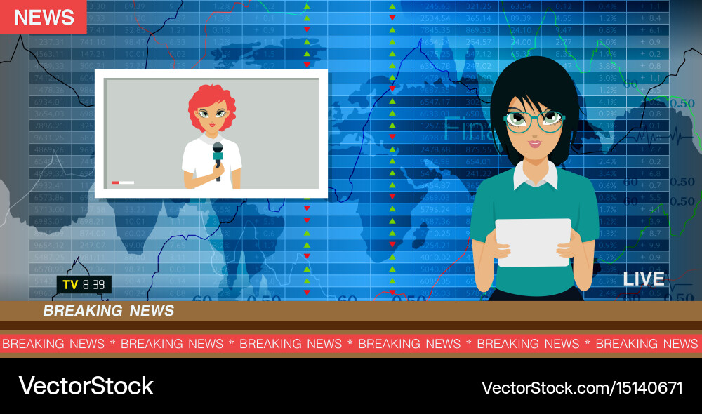 Tv news reporter Royalty Free Vector Image - VectorStock