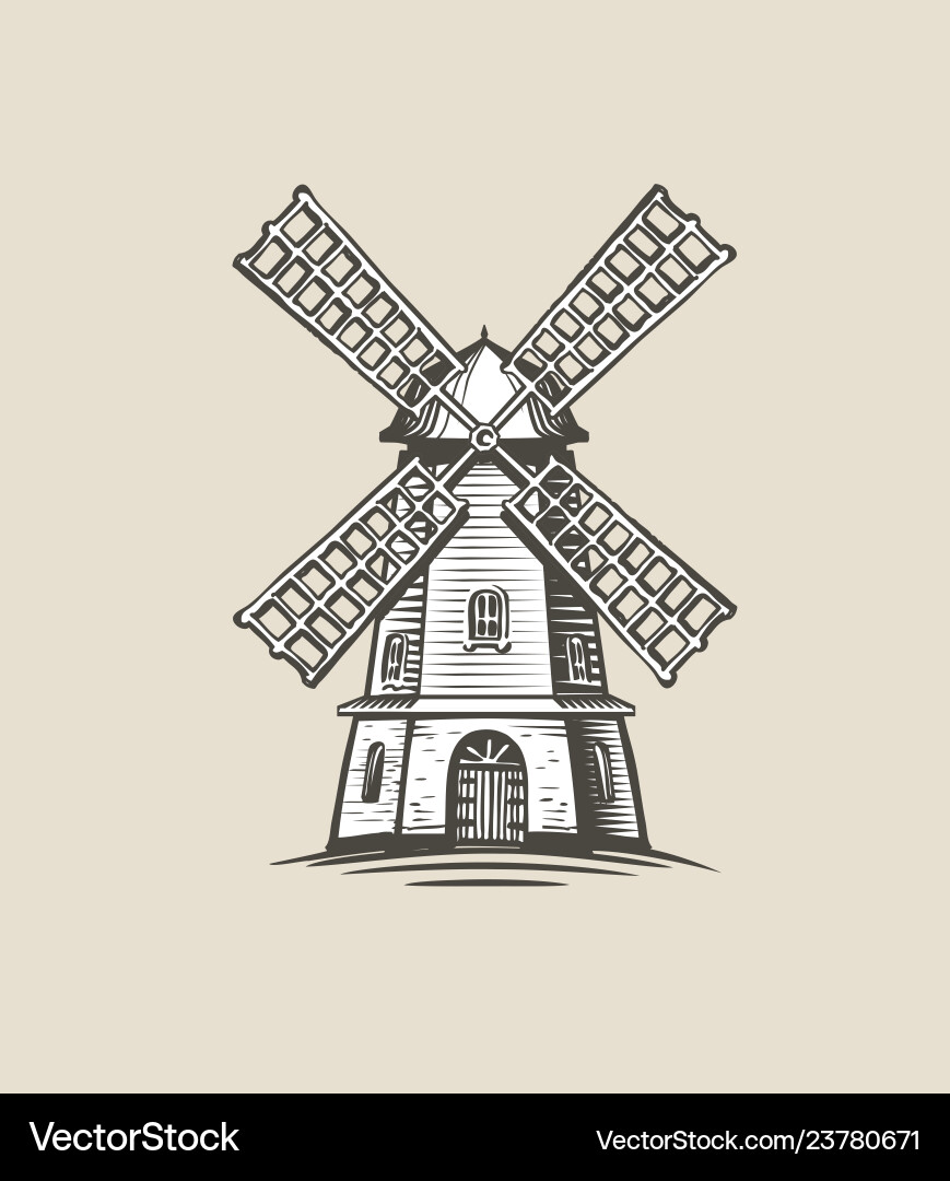 Windmill mill logo or label farm agriculture Vector Image