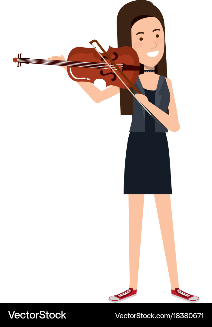 Woman playing fiddle character Royalty Free Vector Image