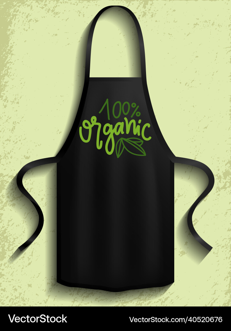 Black apron chef clothing with organic logo Vector Image