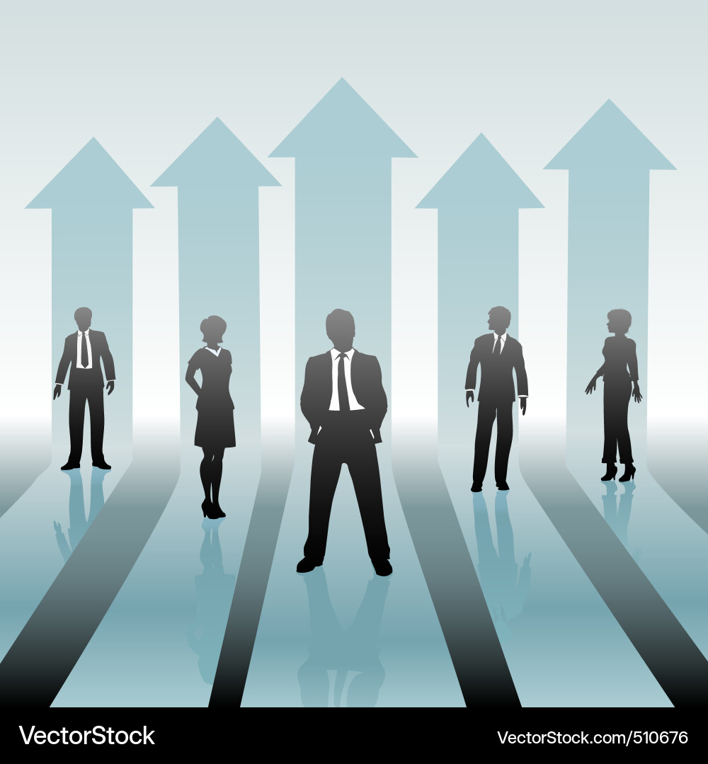 Business people team on move up arrows Royalty Free Vector