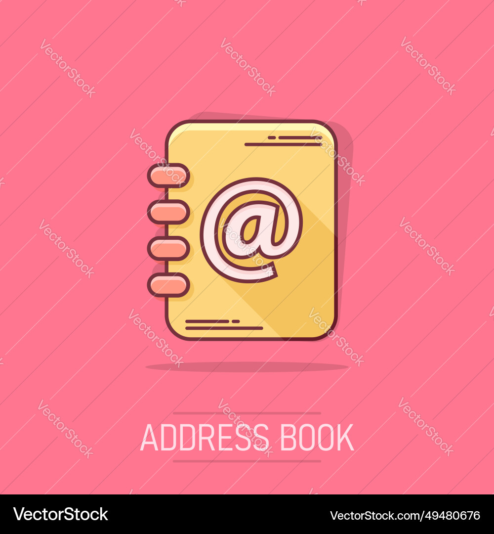 Cartoon address book icon in comic style email Vector Image