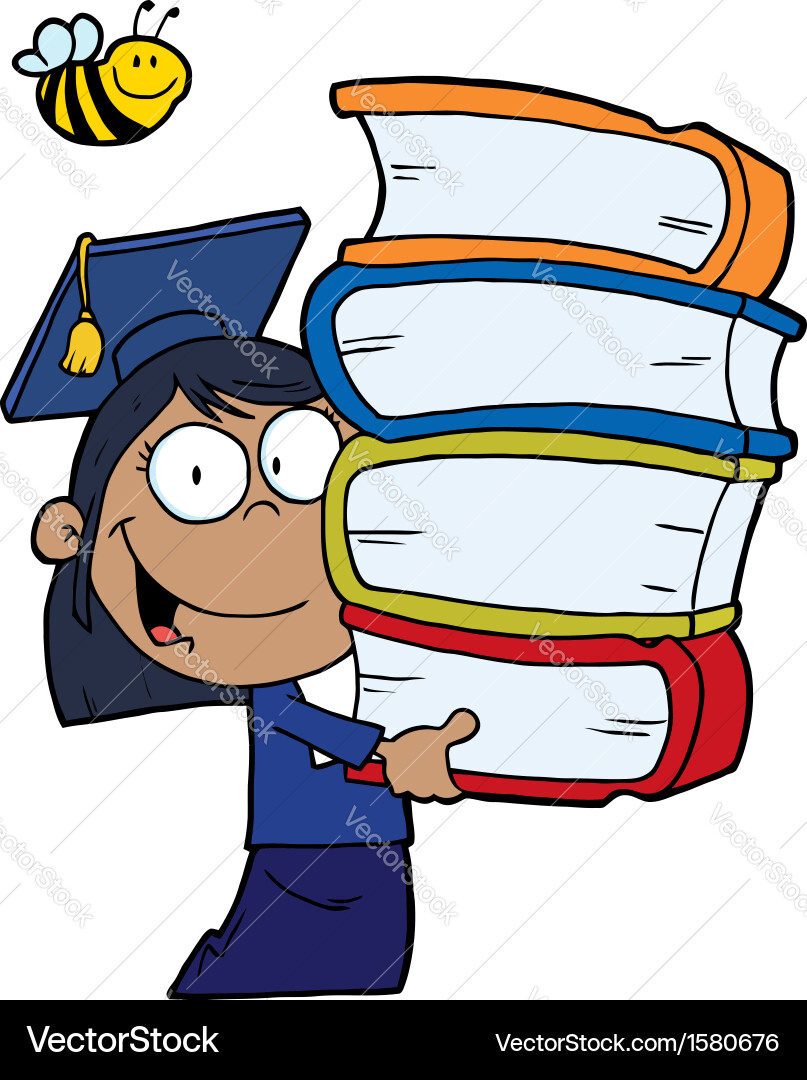 Child holding books cartoon Royalty Free Vector Image