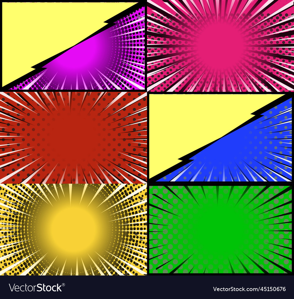 Comic book colorful frames background Royalty Free Vector