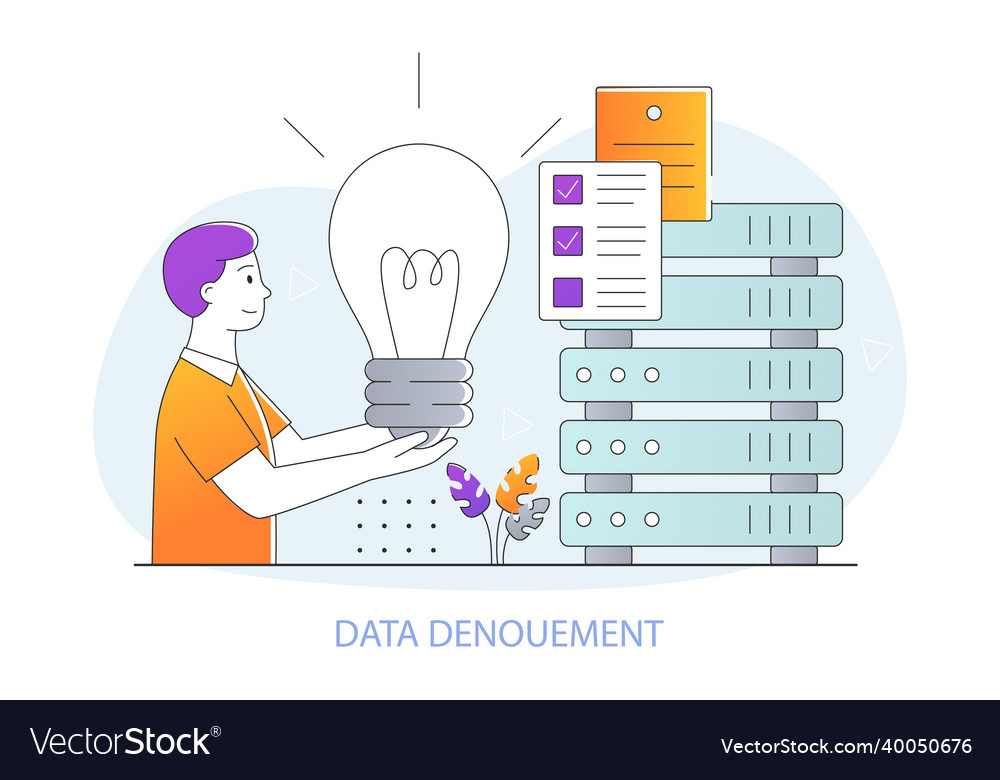 Data denouement concept Royalty Free Vector Image