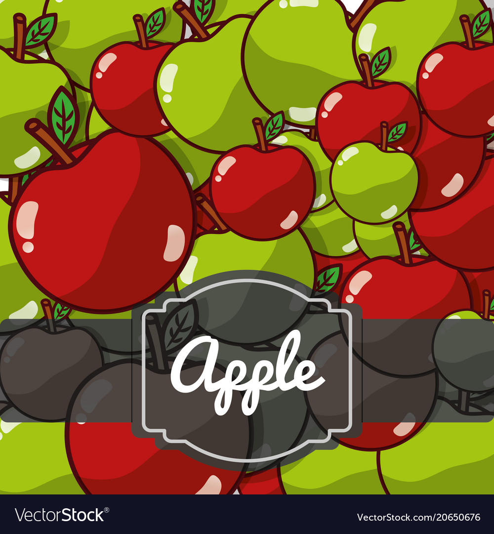 Delicious apple fresh fruit label pattern Vector Image