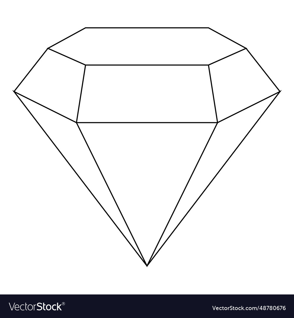 Diamond precious gemstone stroke icon Royalty Free Vector