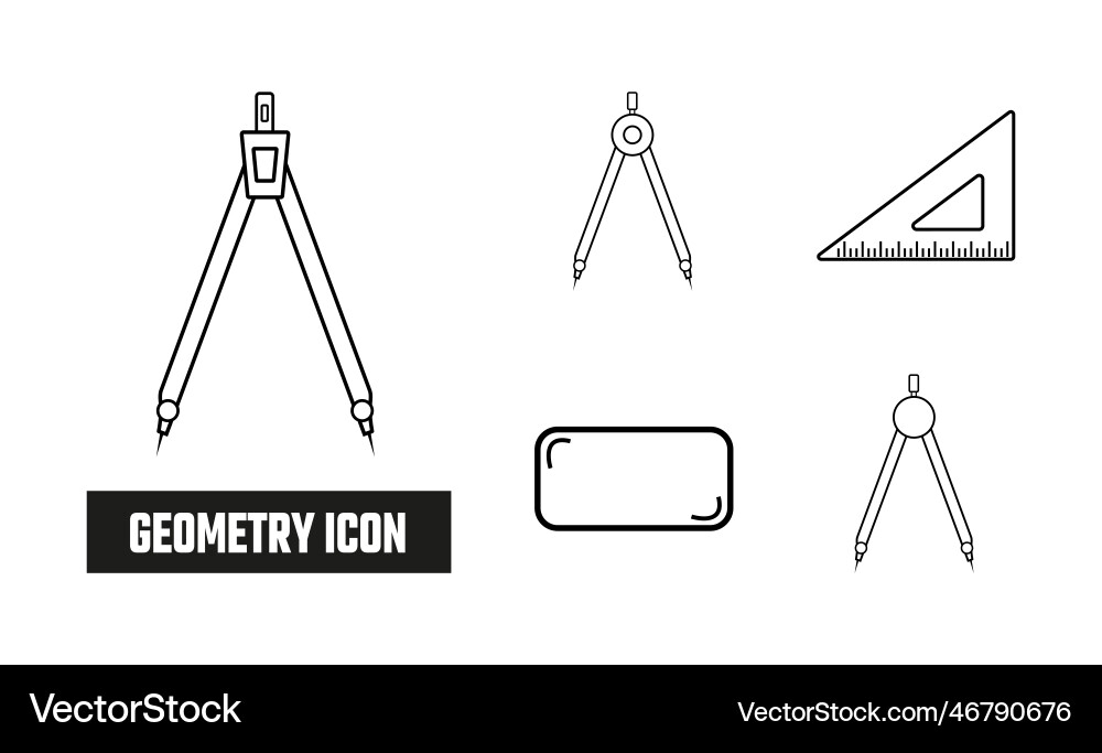 Geometry lineal icon symbol black outline Vector Image